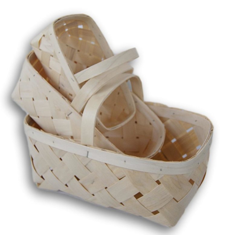 Sturdy Wood Woven Produce Basket Set of 3 Garden, Farm, Fruit ...